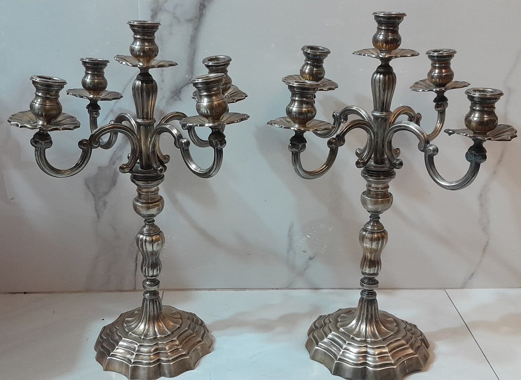 Brandimarte Firenze Brandimarte Candelabrum Silver Candlesticks Brandimarte