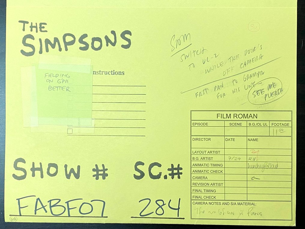The Simpsons 1 Original Animation Folder From Episode Milhouse Doesn