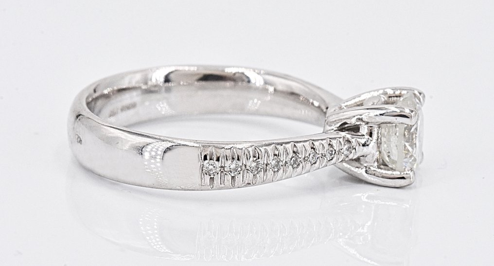 No Reserve Price Quilates Oro Blanco Anillo Ct Diamante Diamante Central De