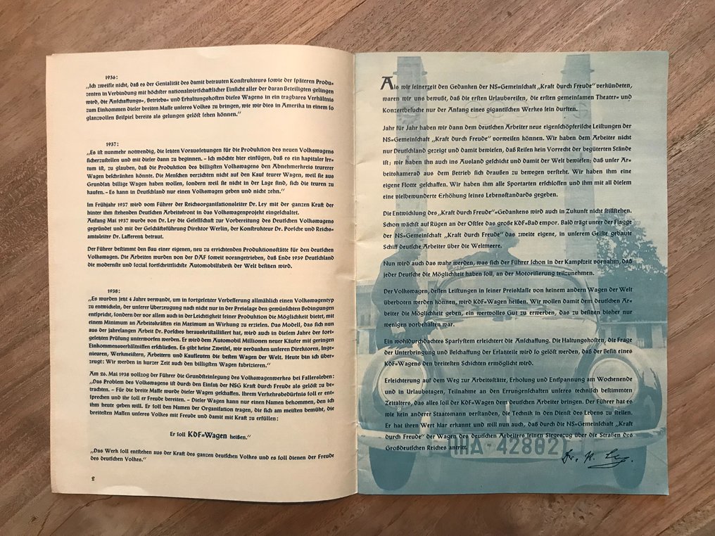 Brochure - Volkswagen - Brochure Folder Mein KDF Wagen 1930 - 1940 VW Volkswagen Kever KDF ...
