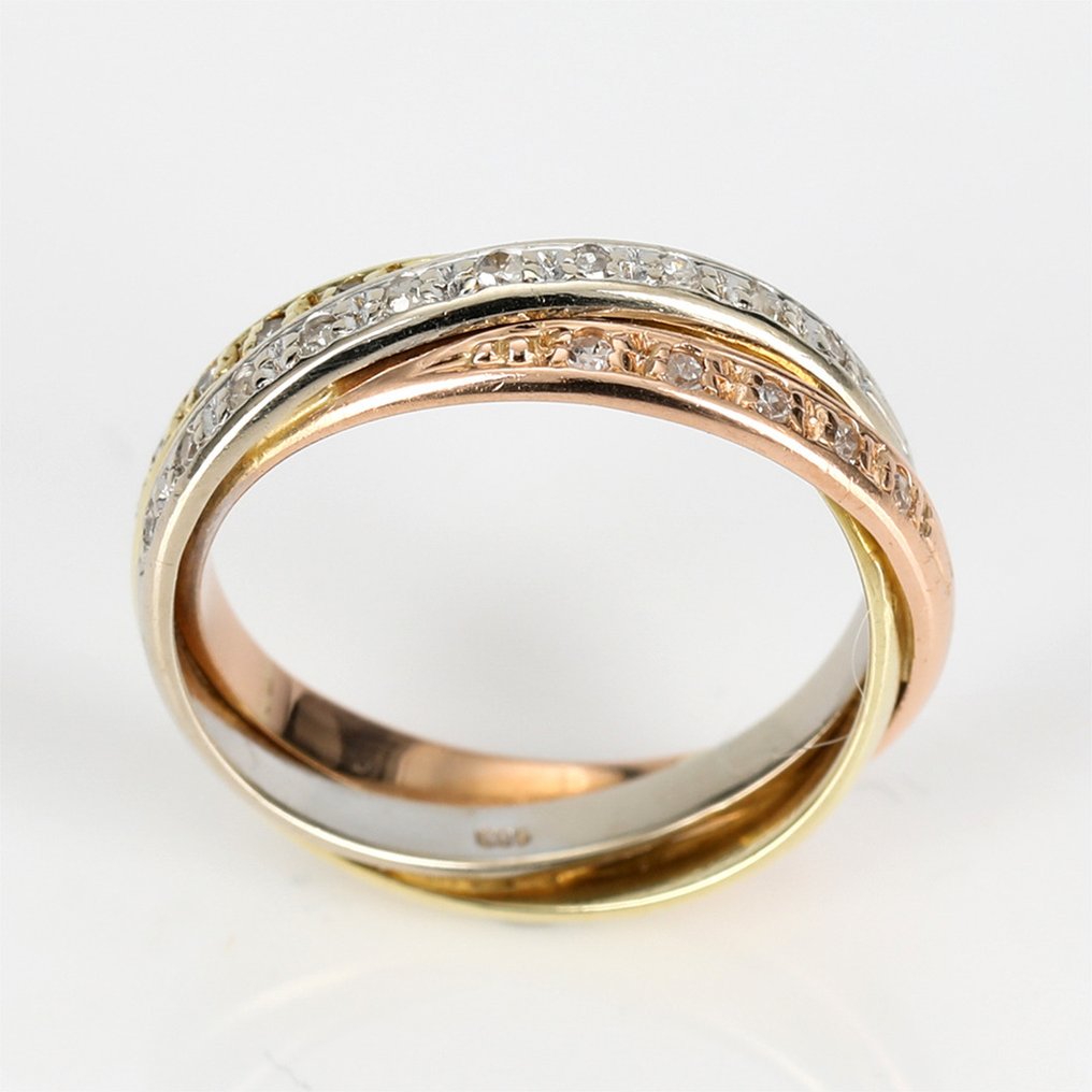 No Reserve Price - Ring - 14 kt. Rose gold, White gold, Yellow gold - 0.20ct. tw. Diamond ...