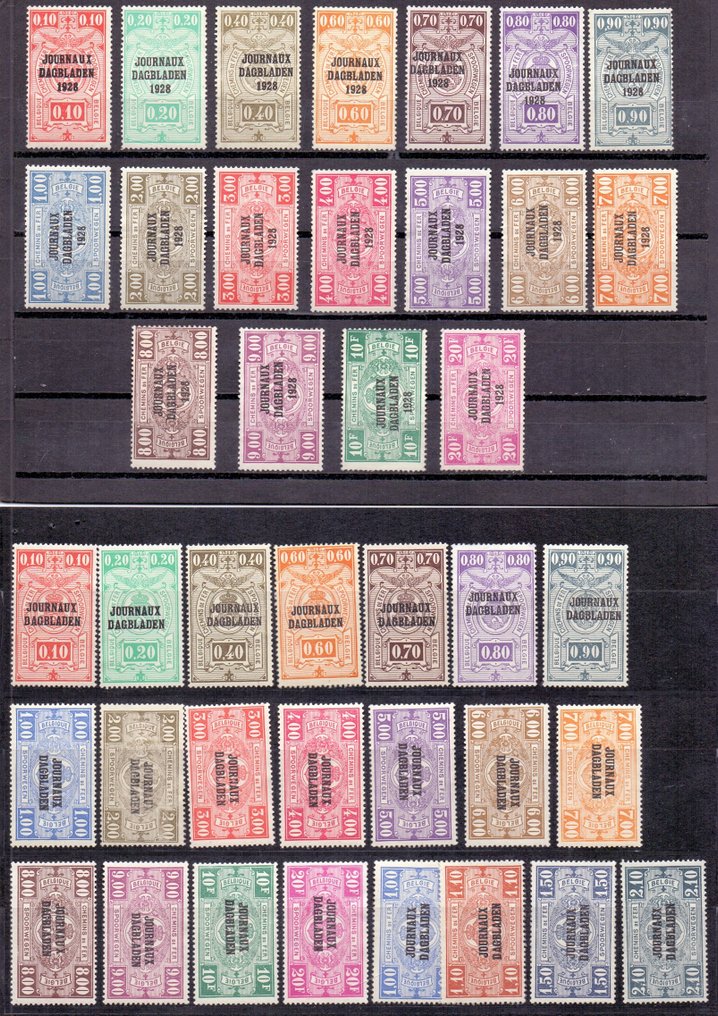 Belgium 1928/1931 - Complete collection of newspaper stamps - OBP/COB JO1/18 + 19/36 + 37/40 ...