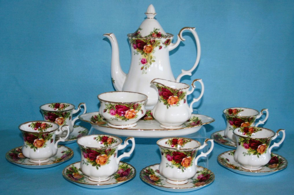 Royal Albert, Vintage - Kaffeeservice für 6 Personen (16) - Old Country Rose - Porzellan - Catawiki