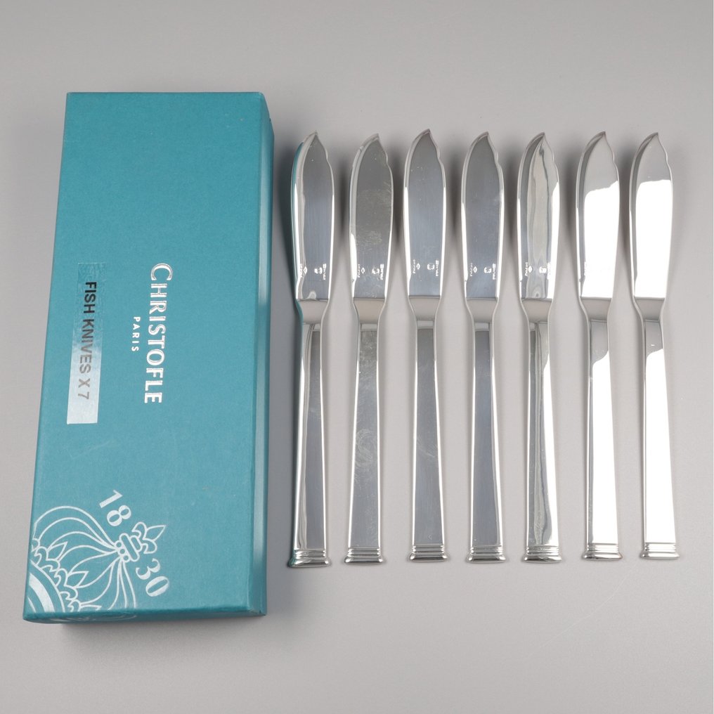 Christofle, model Commodore - Vismessen - Fish cutlery set (7) - .925 ...