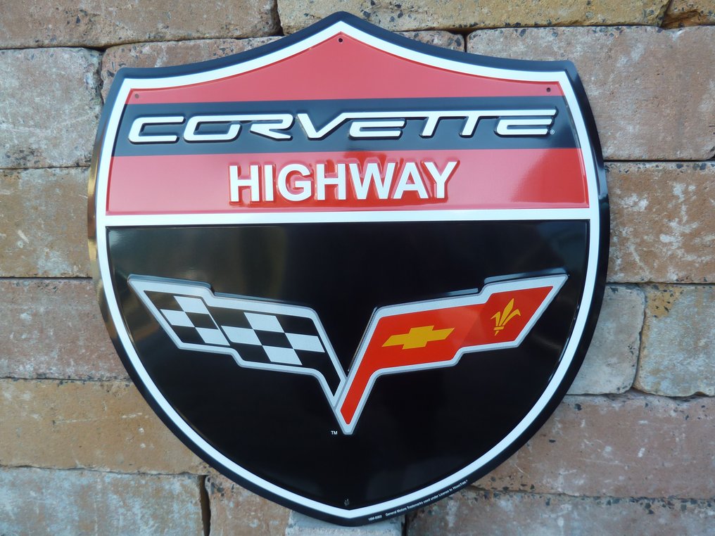 Corvette - Sign - Corvette Tin Sign USA Aluminum 60 cm Logo XXL ...