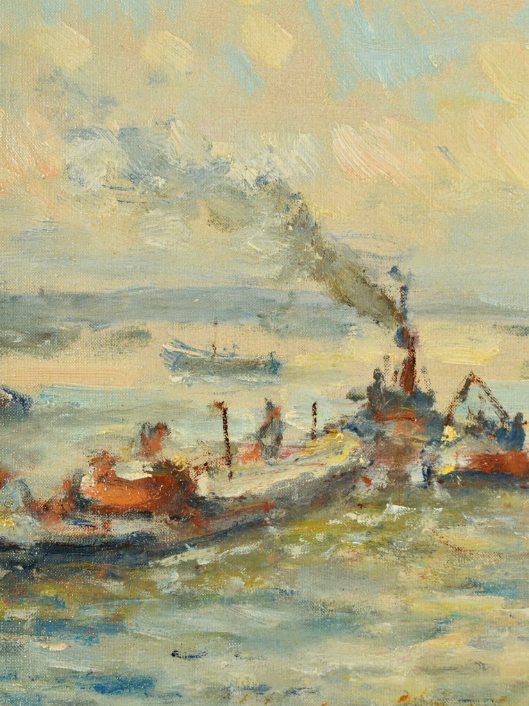Evert Moll (1878-1955) - Driemaster in de haven - Catawiki