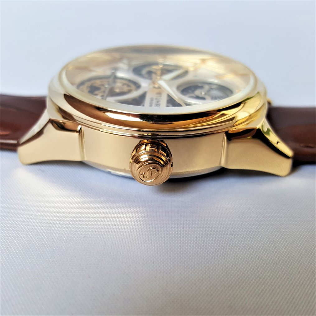 Stührling Original - Automatic - Moon - Dual Time - Open Heart - Gold - New - Senza Prezzo di ...