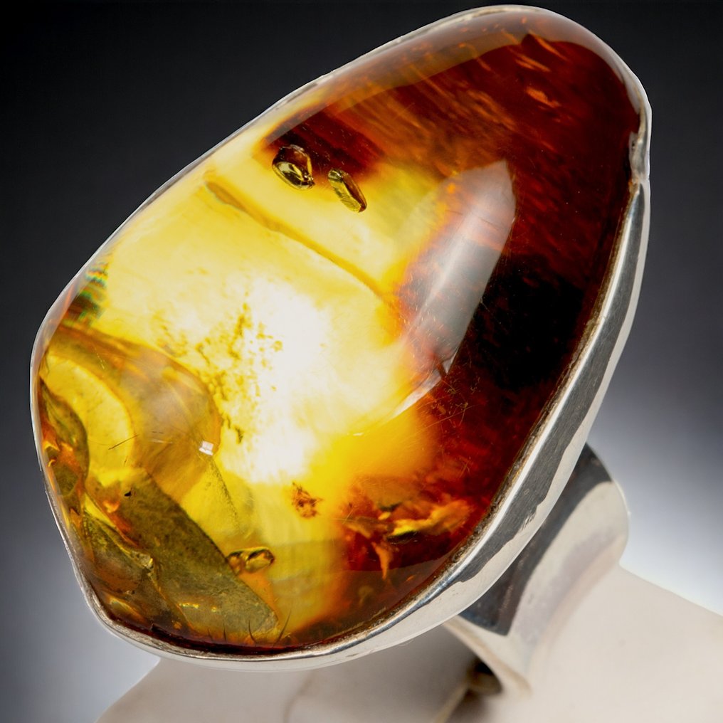 Big Amber Gem Cognac Baltic Amber Ring: Two-Tone Gem - Height: 47 mm ...
