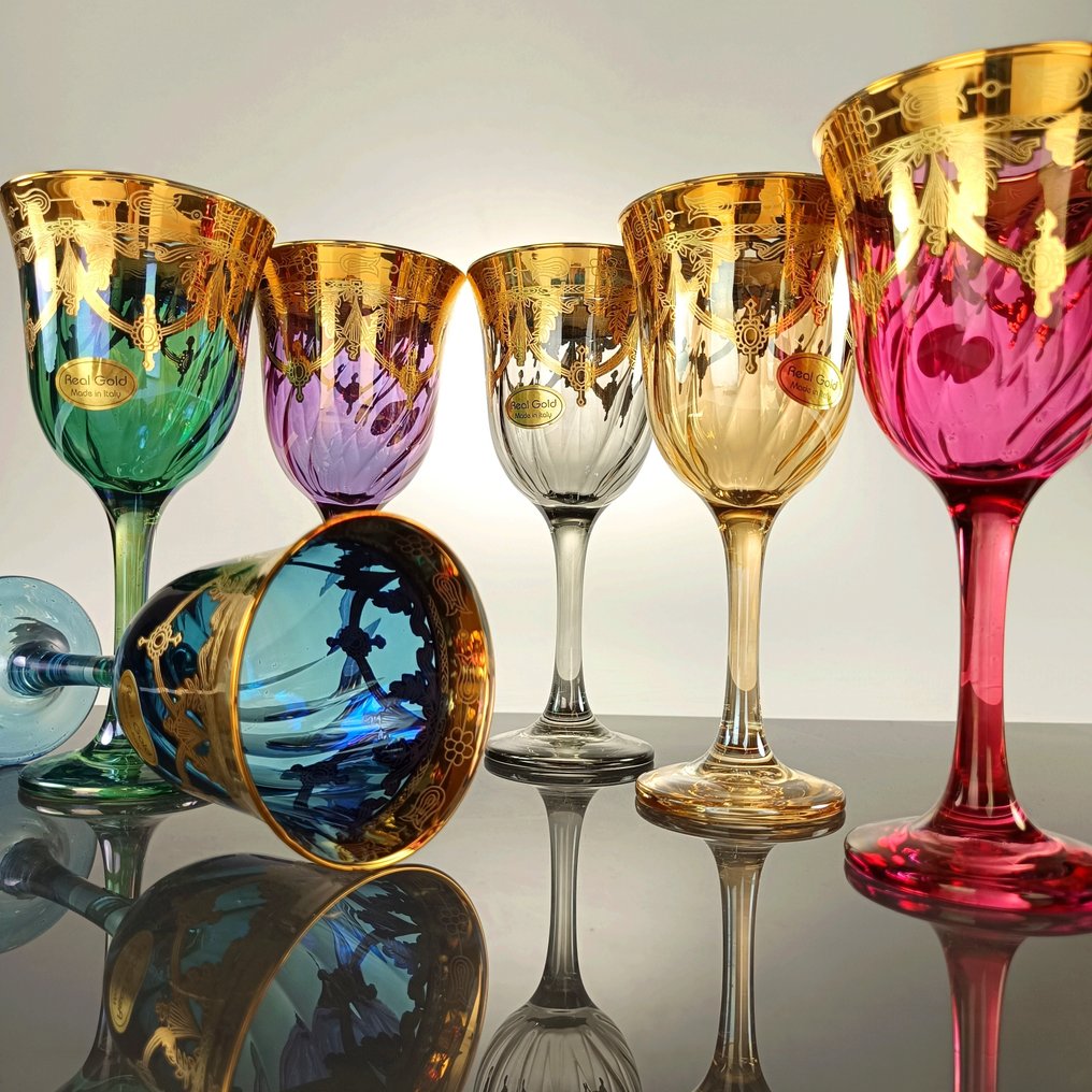 Secoloventesimo - Drinking set for 6 (6) - Amalfi Gold Water Goblet ...