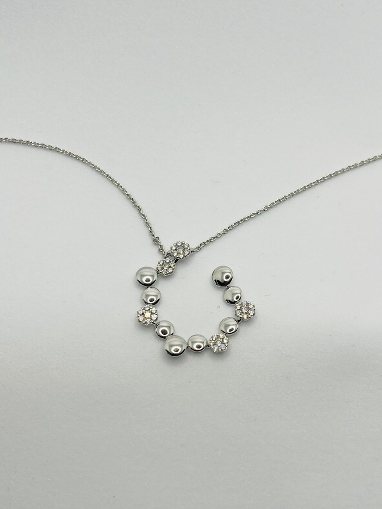 Collana con ciondolo - 18 carati Oro bianco - 0.43ct. tw. - Catawiki
