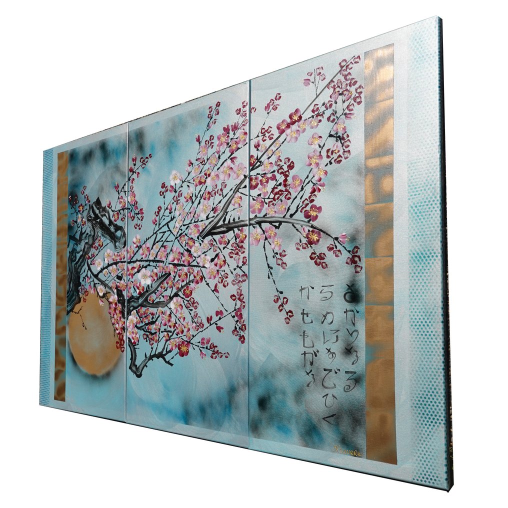 Ksavera - Japanese sakura J235 - large triptych - XXL - auction online Catawiki