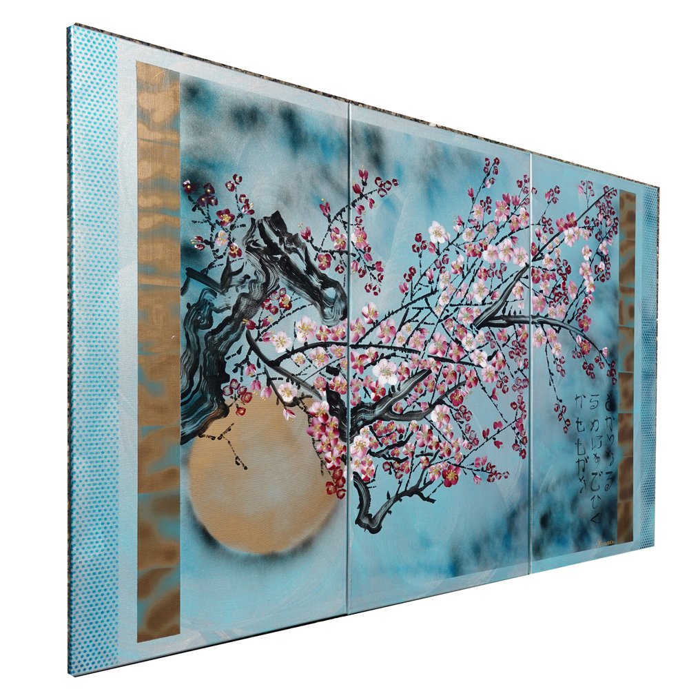 Ksavera - Japanese sakura J235 - large triptych - XXL - auction online Catawiki
