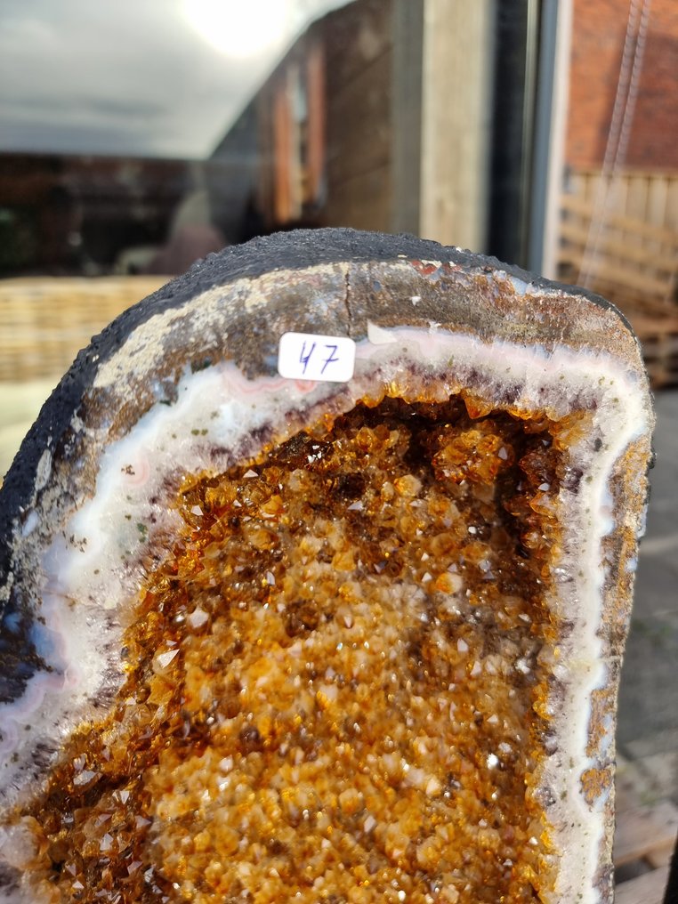 XXL Twin Citrine Geodes citrine - Height: 88.5 cm - Width: 25 cm- 91 kg ...