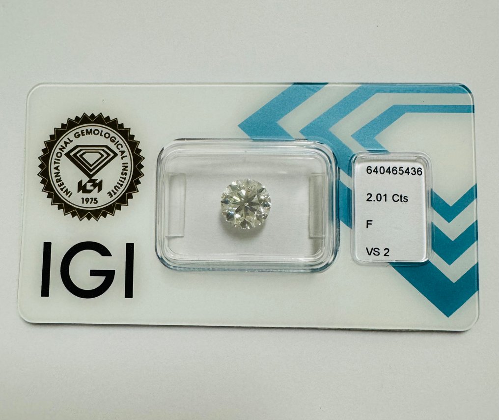 1 pcs Diamond (Natural) - 2.01 ct - Round - F - VS2 - International ...