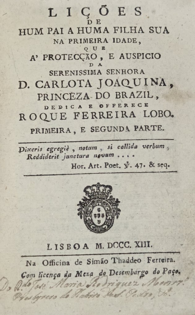 Roque Ferreira Lobo - Lições de Hum Pai a Huma Filha sua na primeira ...