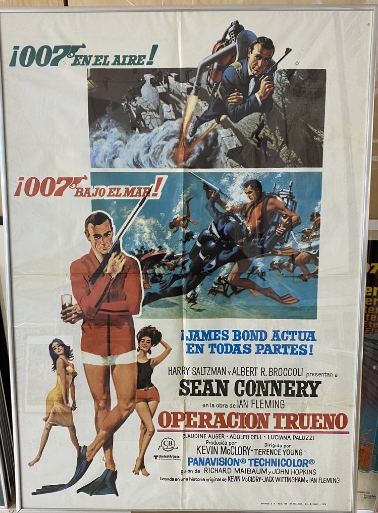 James Bond (007) - Thunderball - Sean Connery - Poster, Original, vintage Spanish Cinema release ...