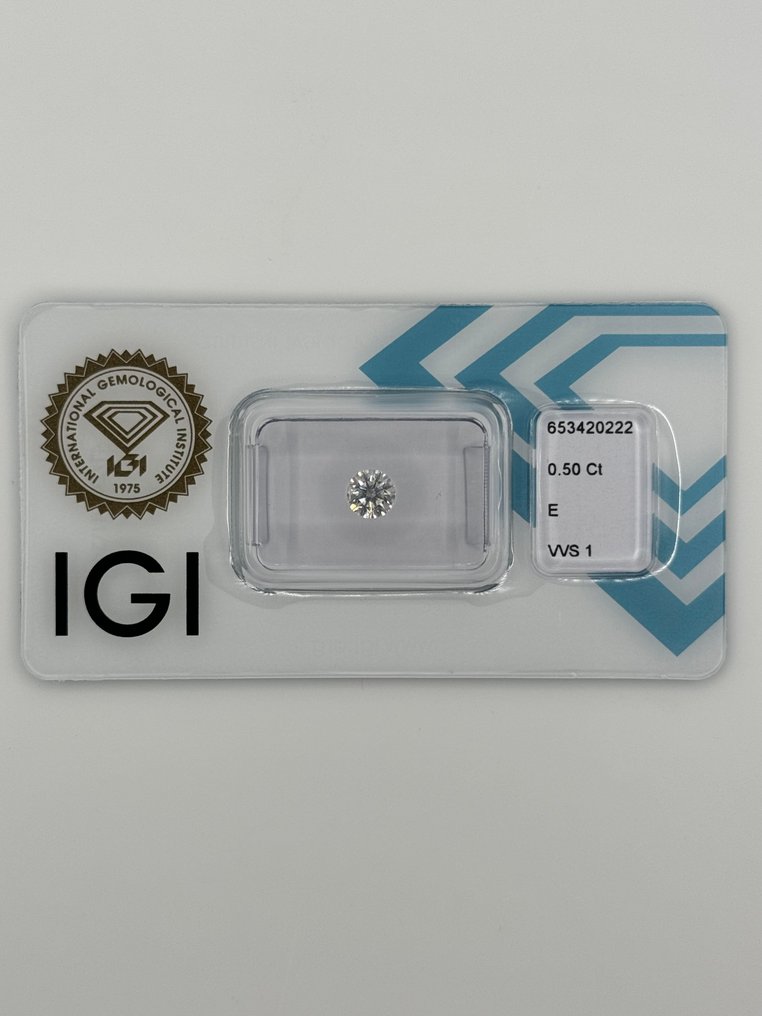 1 pcs Diamant (Natuurlijk) - 0.50 ct - Rond - E - VVS1 - International Gemological Institute ...