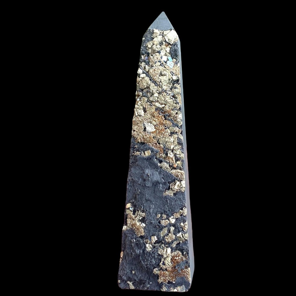 Slate Obelisk with Pyrite Crystals - Natural Formation of Pyrite on ...