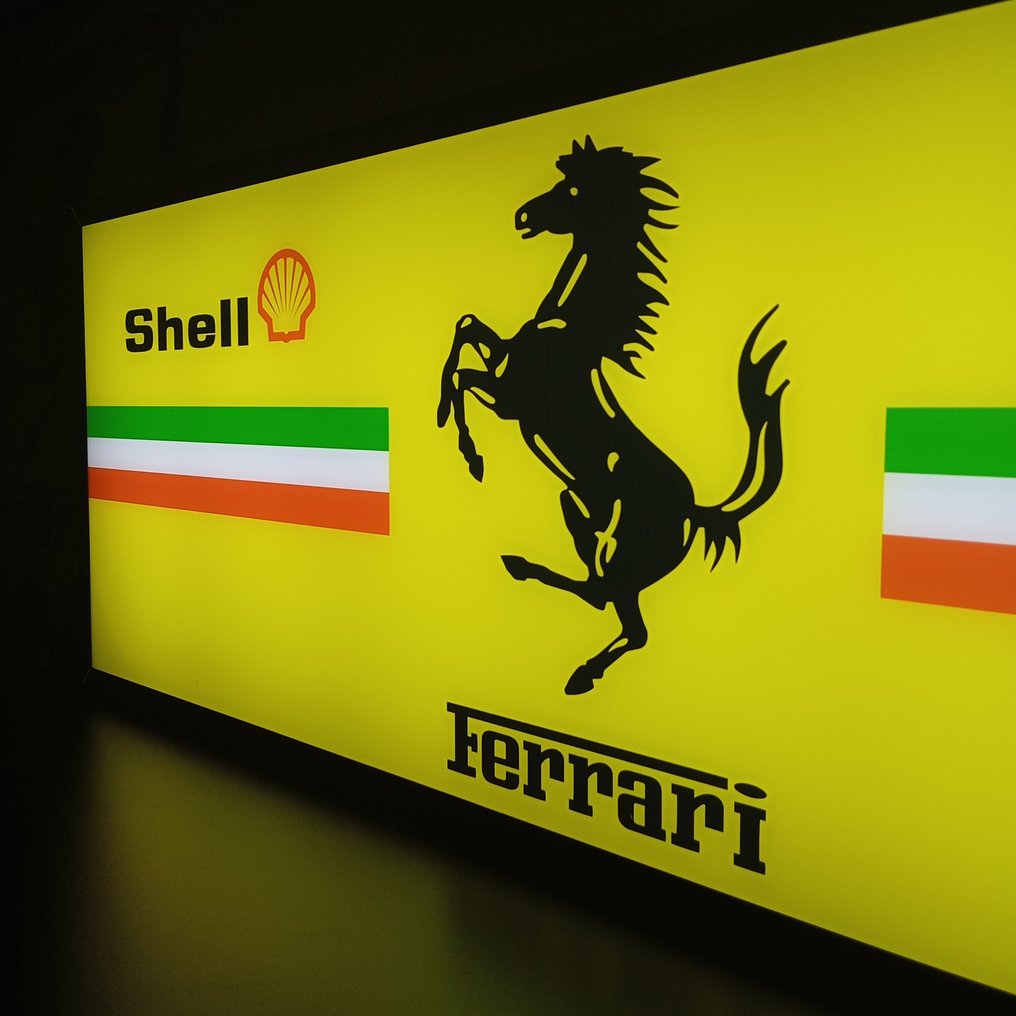 Lighted sign - Large Size - illuminated Ferrari Shell Clock sign - 110 ...