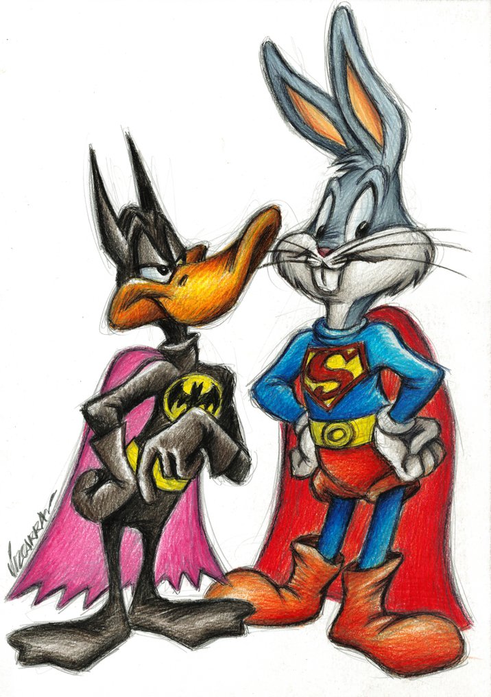 Joan Vizcarra - Looney Tunes: Daffy Duck as Batman & Bugs Bunny as ...