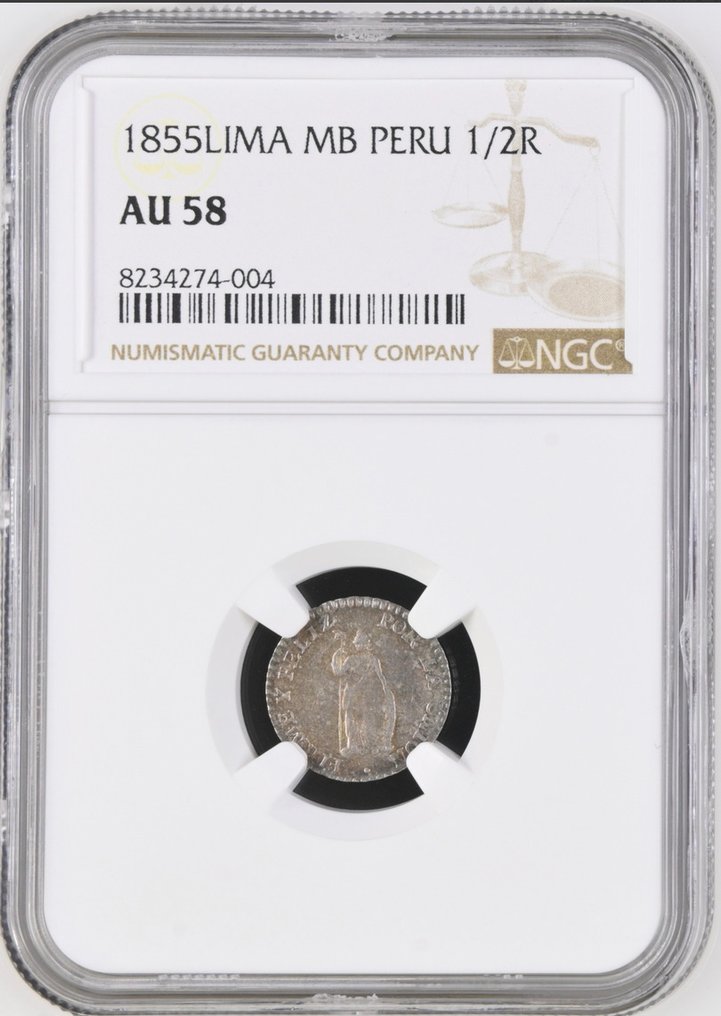 Peru. 1/2 Real 1855 - NGC AU58 (Lima) - auction online Catawiki