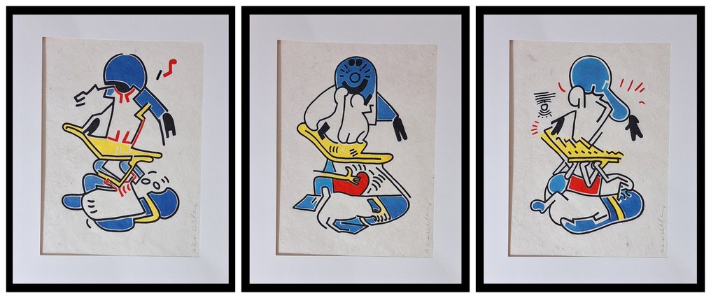Emma Wildfang - Donald Duck- Triptychon "Tribute series - Icons Reimagined "Keith Haring ...