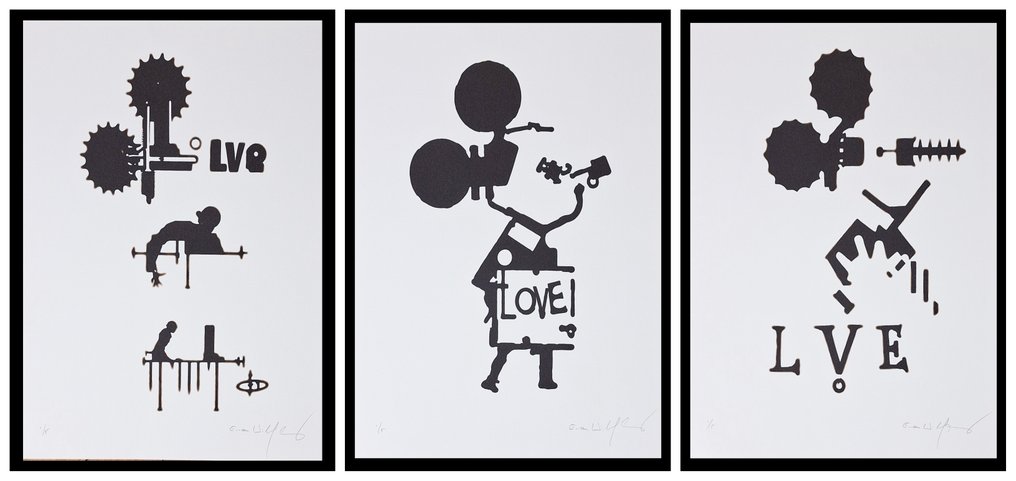 Emma Wildfang - Mickey Mouse - "Love" - Triptychon "Comic Icons as Still Life" series Banksy ...