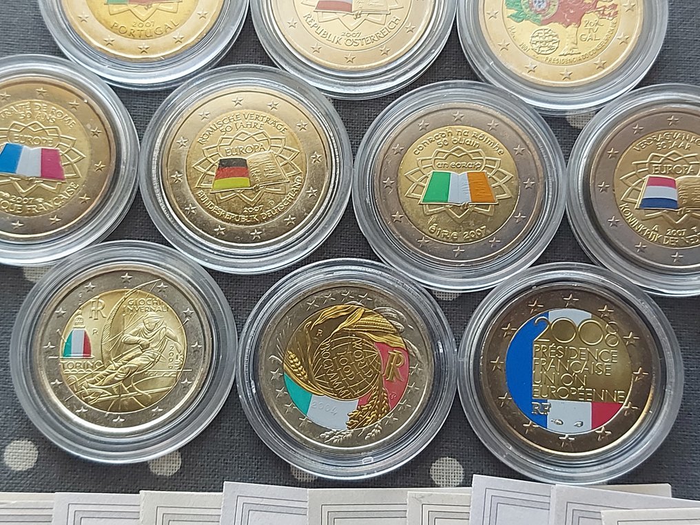 Europa. 2 Euro 2004/2008 (10 moedas coloridas, com certificado) (Sem ...