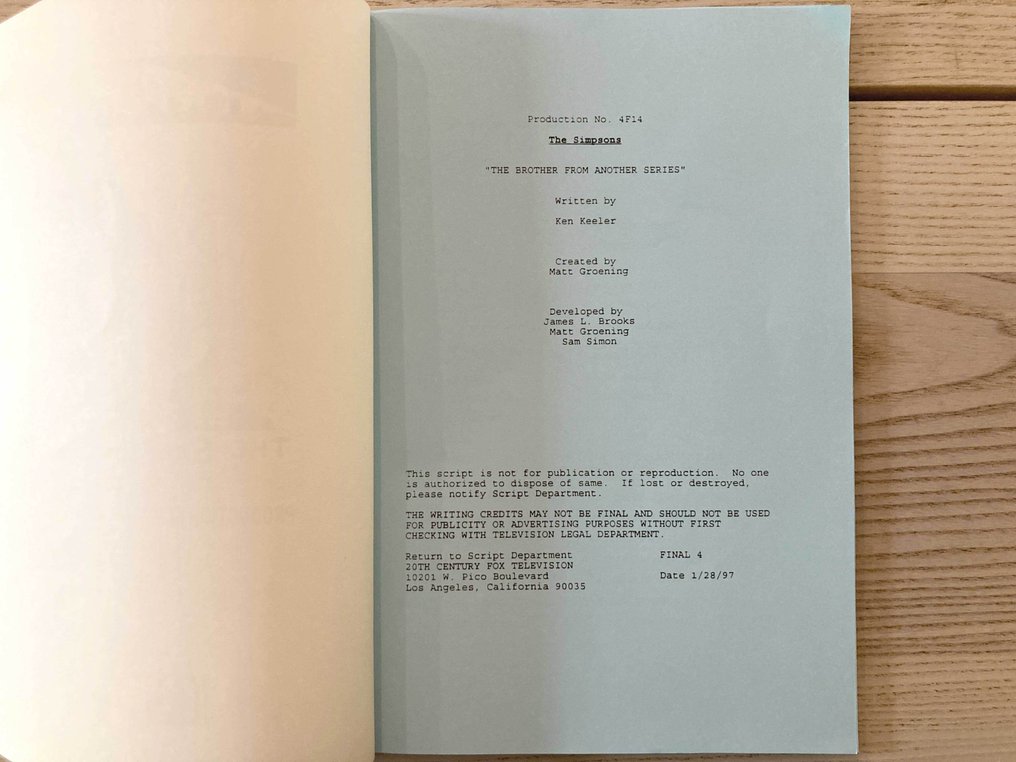 The Simpsons Production Script - The Simpsons - EP16/SAISON8 (1996 ...