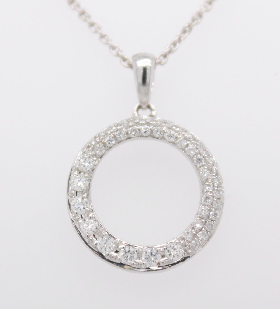 Coin pendant - 18 kt. White gold - 0.30ct. tw. Diamond (Natural) - Everyday Wear Jewelry ...