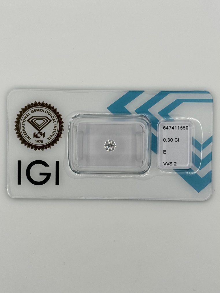 1 pcs Diamond (Natural) - 0.30 ct - Round - E - VVS2 - International Gemological Institute (IGI ...