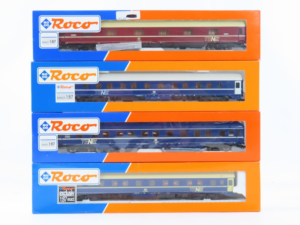 Roco H0 - o.a. 45067 - Model train passenger carriage (4) - 4x 4-axle "TEN" express train ...