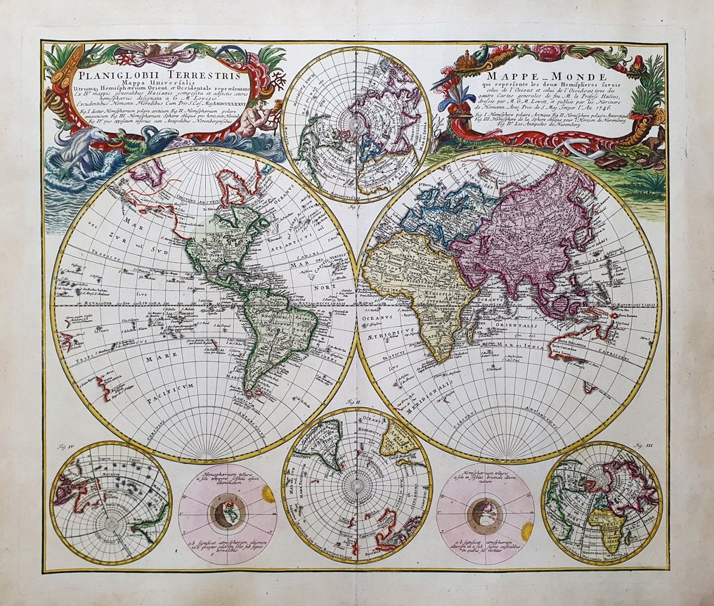 World - World Map / Terrestrial Planisphere; Johann Baptist Homann ...
