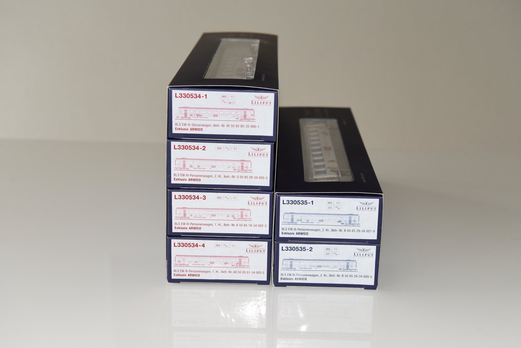 Liliput H0 - 330534/330535 - Model train railcar (6) - BLS-Kambly train ...