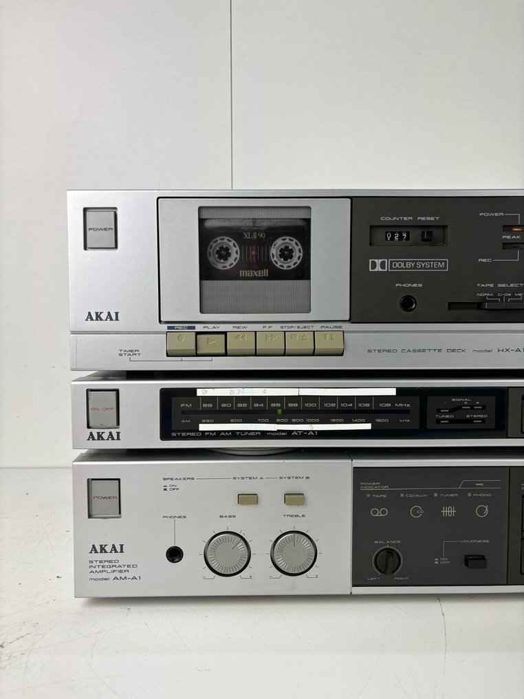 Akai - AM-A1 Solid state integrated amplifier, AT-A1 Tuner, HX-A1 Cassette recorder player - Hi ...