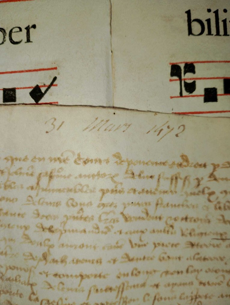 Jean de Rouse - Parchemin manuscrit Français XV siècle... Acte de vente ...