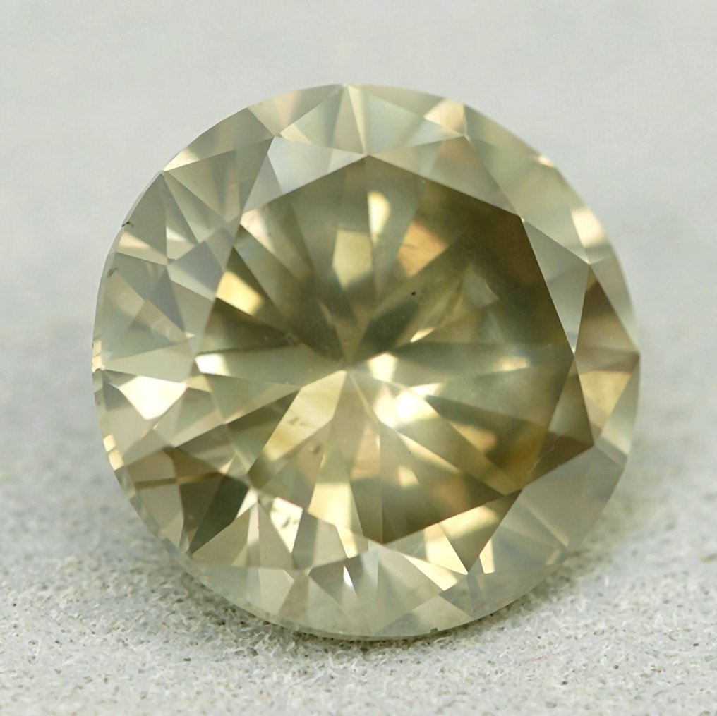 1 pcs Diamond (Natural coloured) - 1.61 ct - Fancy Greyish Yellow - I1 ...