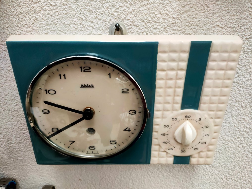 Clock - Wehrle - Ceramic - 1950-1960 - Clock with kitchen timer ...