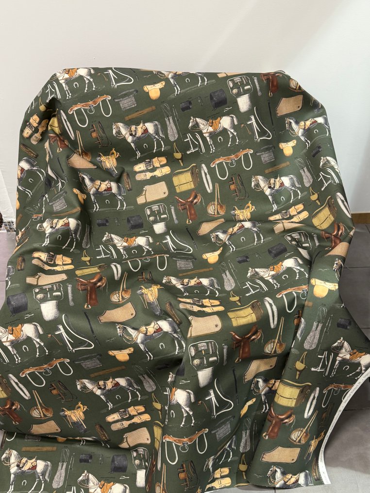 Equestrian Elegance: Organic Cotton Fabric with Timeless Details ...