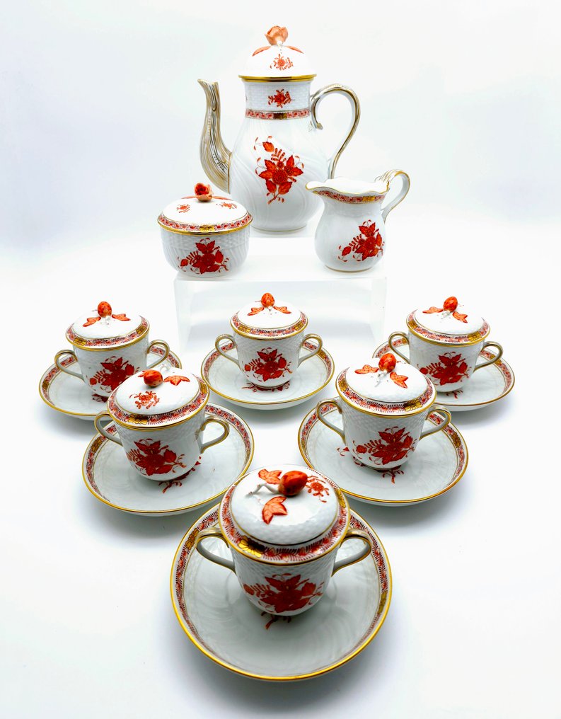 Herend - Tea service (15) - Apponyi Red (Chinese Bouquet Raspberry) 150 ...