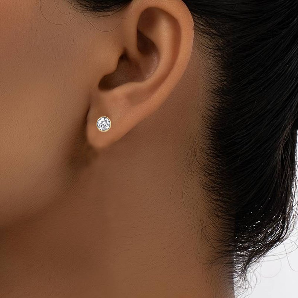 No Reserve Price - Handmade - Earrings - 14 kt. Yellow gold - 0.28ct. tw. Diamond (Natural ...