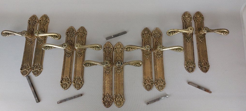 Art Nouveau Deurklink (10) - Klassiek Deurbeslag - Urfic - Eind 19de , begin 20ste eeuw - Vijf ...