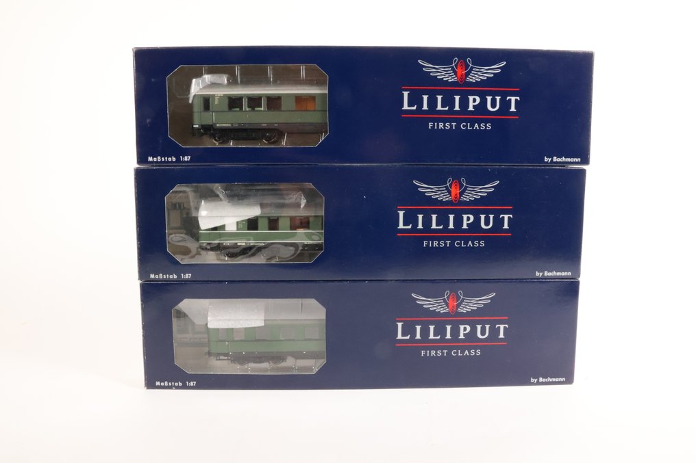 Liliput H0 - Model train passenger carriage (3) - Schürzen salon carriages various versions - DB ...