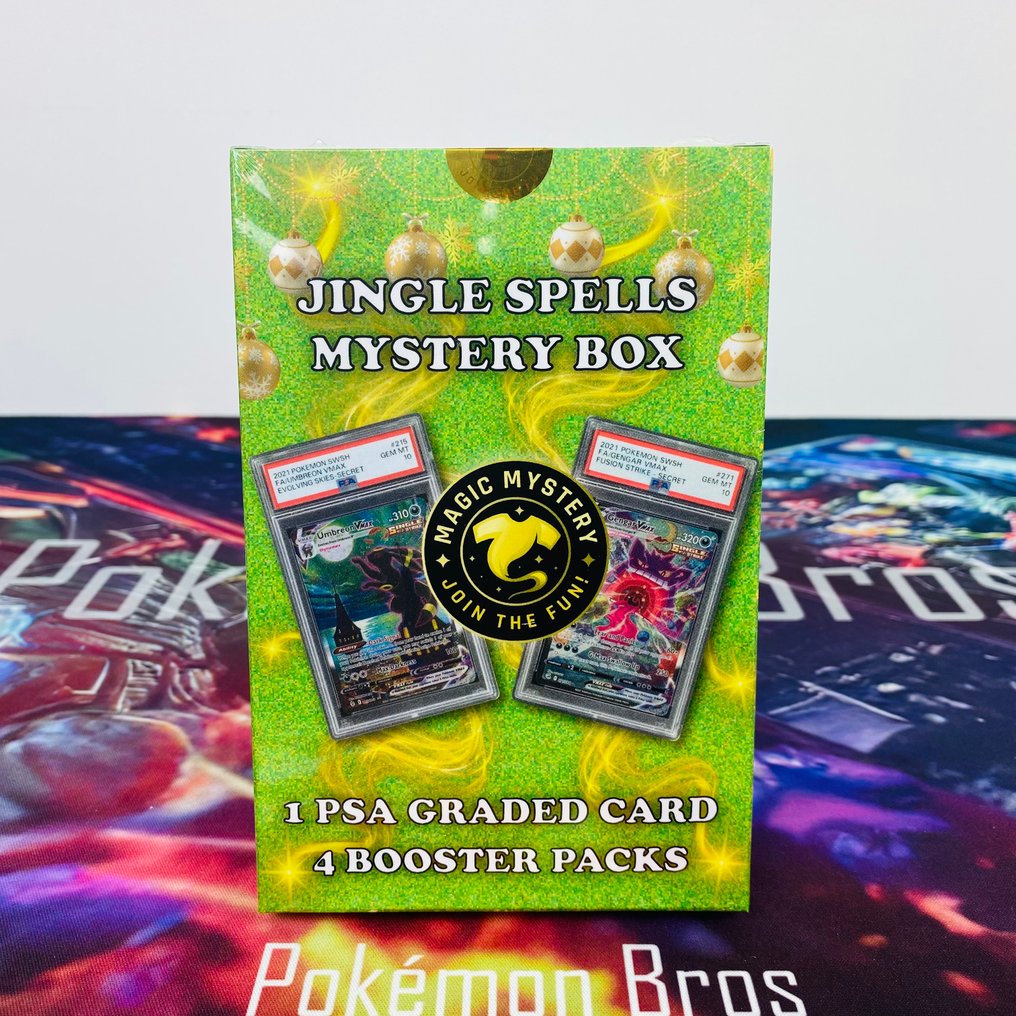 Limited Edition Magic Mystery - Jingle Spells Mystery Box 1 PSA Graded Card + 4 Booster Packs ...