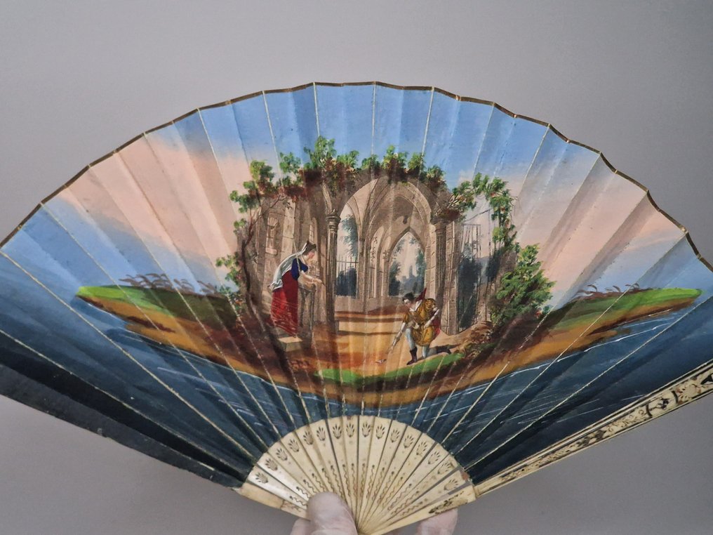 A rare 1750 Parisian French Hand Fan with rich painted scenes - Rococo ...