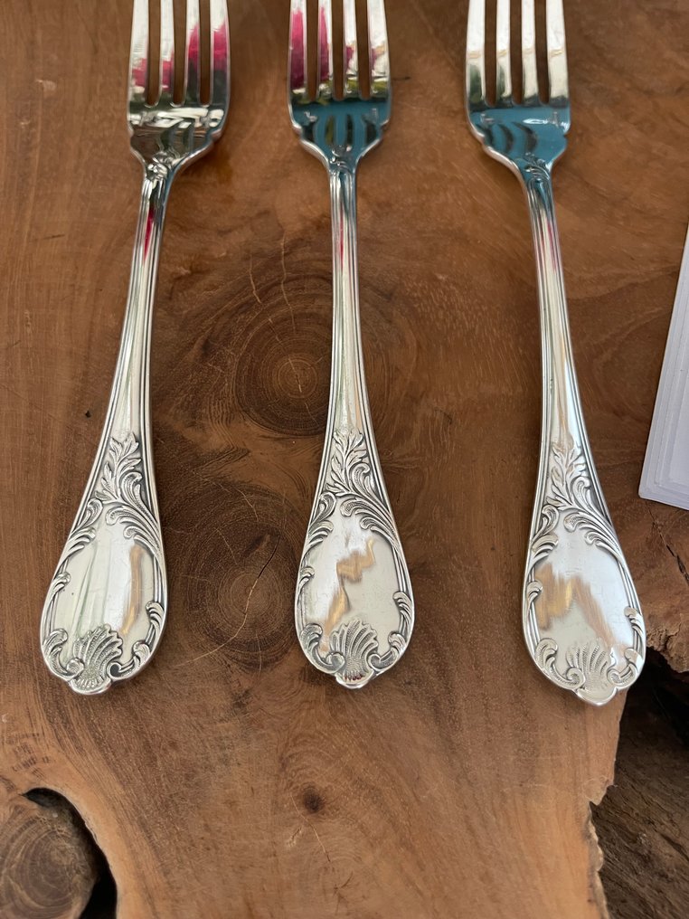 Christofle - Fork - Set of 6 Marly model fish forks - Silver metal ...