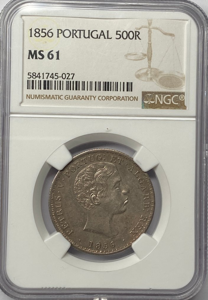 Portugal. D. Pedro V (1853-1861). 500 Reis 1856 MS61 - auction online Catawiki