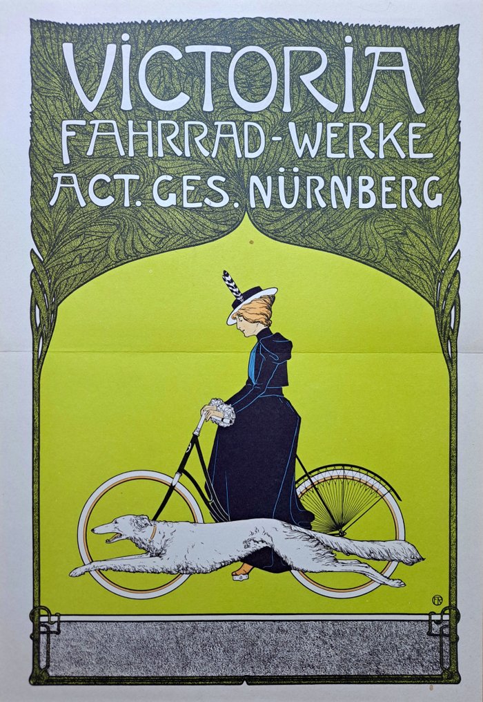 Fritz Rehm - Art Nouveau poster Victoria bicycles - 1990s - auction ...