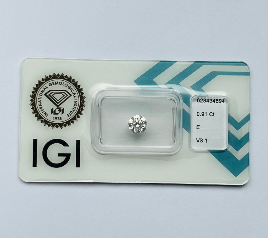 1 pcs Diamond (Natural) - 0.91 ct - Round - E - VS1 - International Gemological Institute (IGI ...