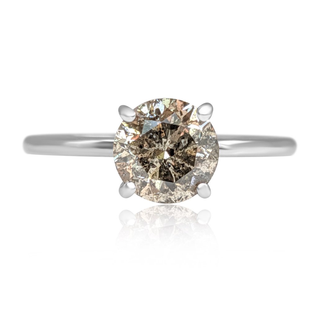 No Reserve Price - Ring - 14 kt. White gold - 1.53ct. tw. Yellow Diamond (Natural coloured ...